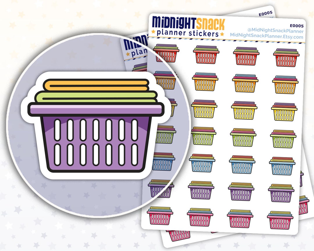 Laundry Basket Icon Sticker | Clothes Hamper Planner Sticker | Fold ...