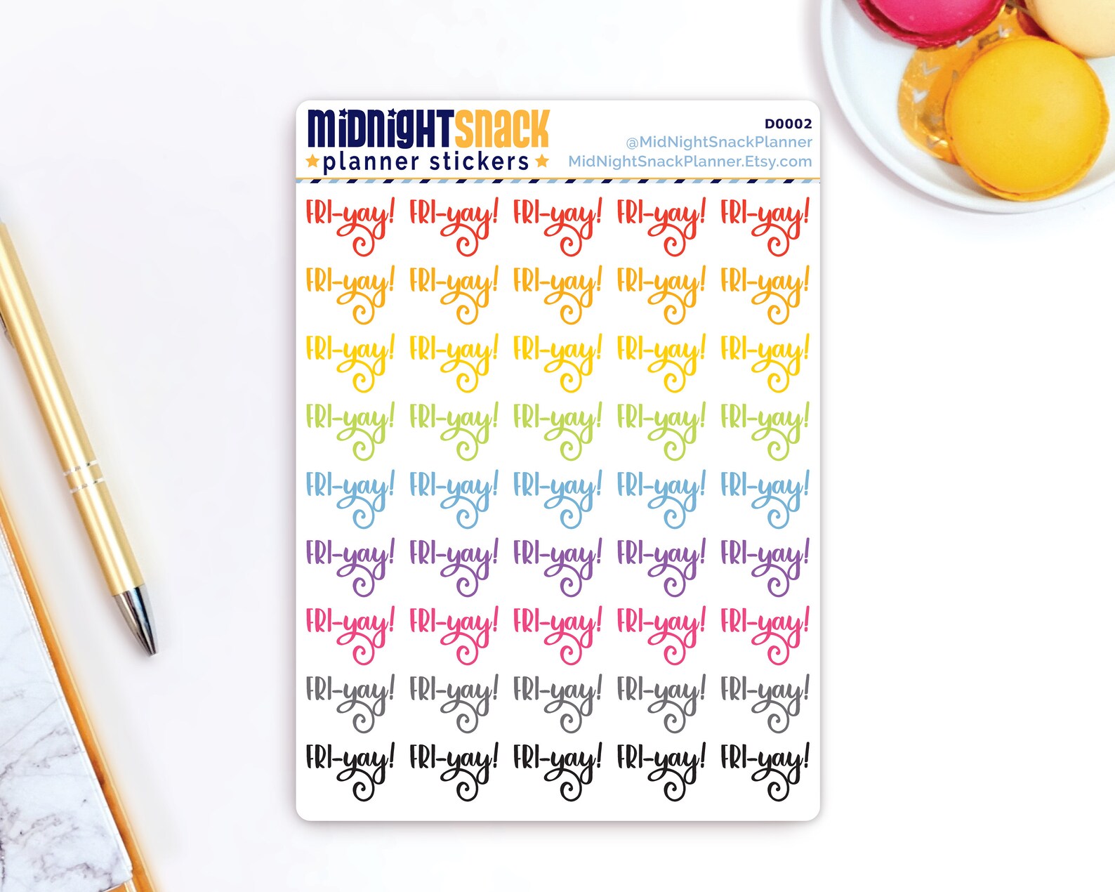 Fri-yay! Script Word Sticker | Decorative Planner Stickers | Happy ...