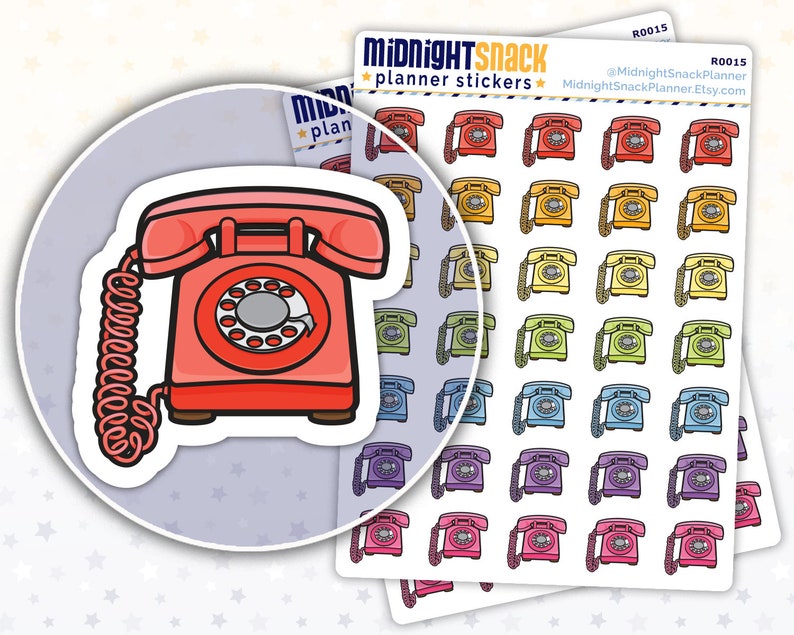 Rotary Telephone Icon Stickers Retro Phone Planner Stickers - Etsy