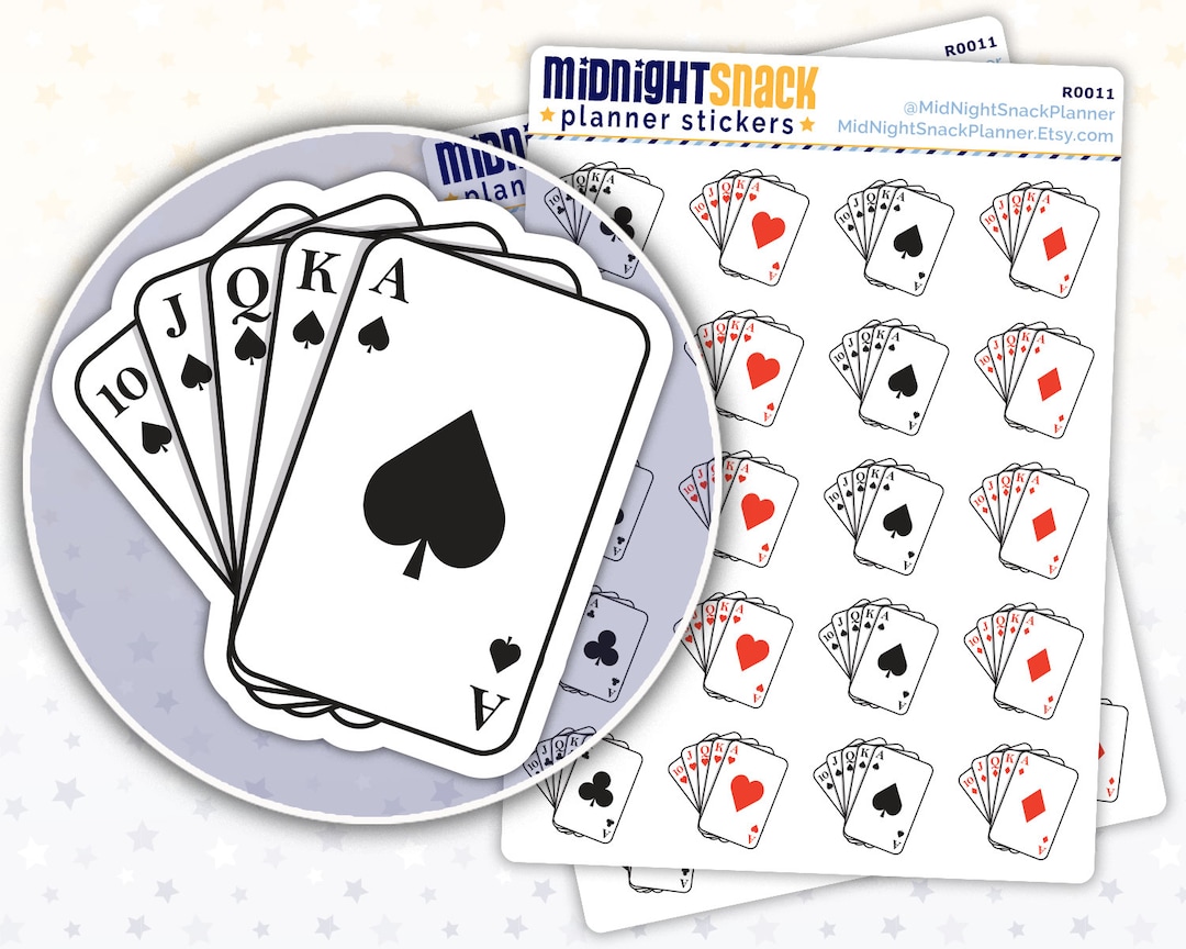 Playing Cards Planner Stickers | Card Games Icon Stickers | Poker ...
