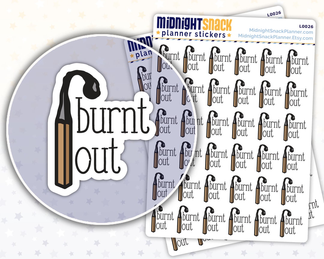 Burnt Out Icon Stickers | Over Worked Planner Stickers | Rest and Self ...