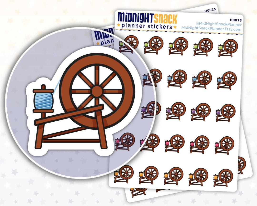 Spinning Wheel Planner Stickers | Wool and Yarn Craft Stickers ...