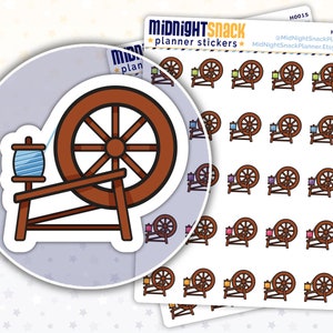 Spinning Wheel Planner Stickers | Wool and Yarn Craft Stickers ...