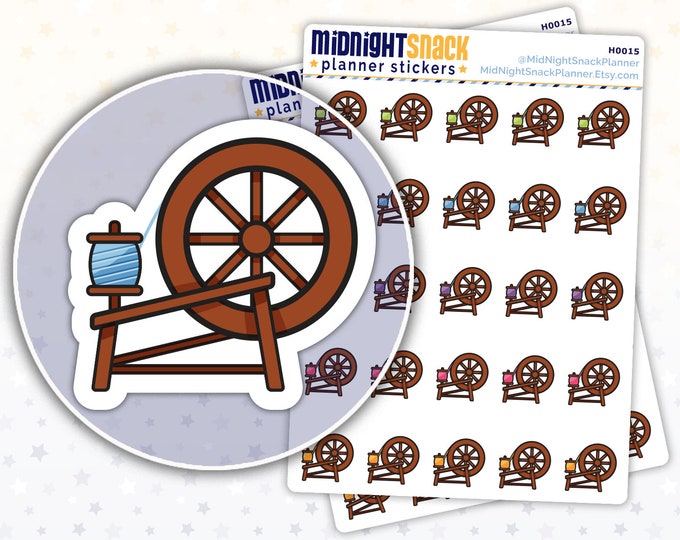 Spinning Wheel Planner Stickers | Wool and Yarn Craft Stickers ...