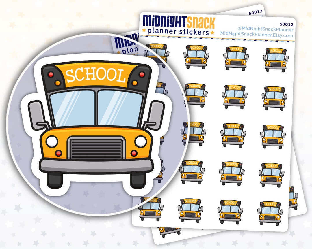 Yellow School Bus Icon Stickers | Back to School Planner Stickers ...