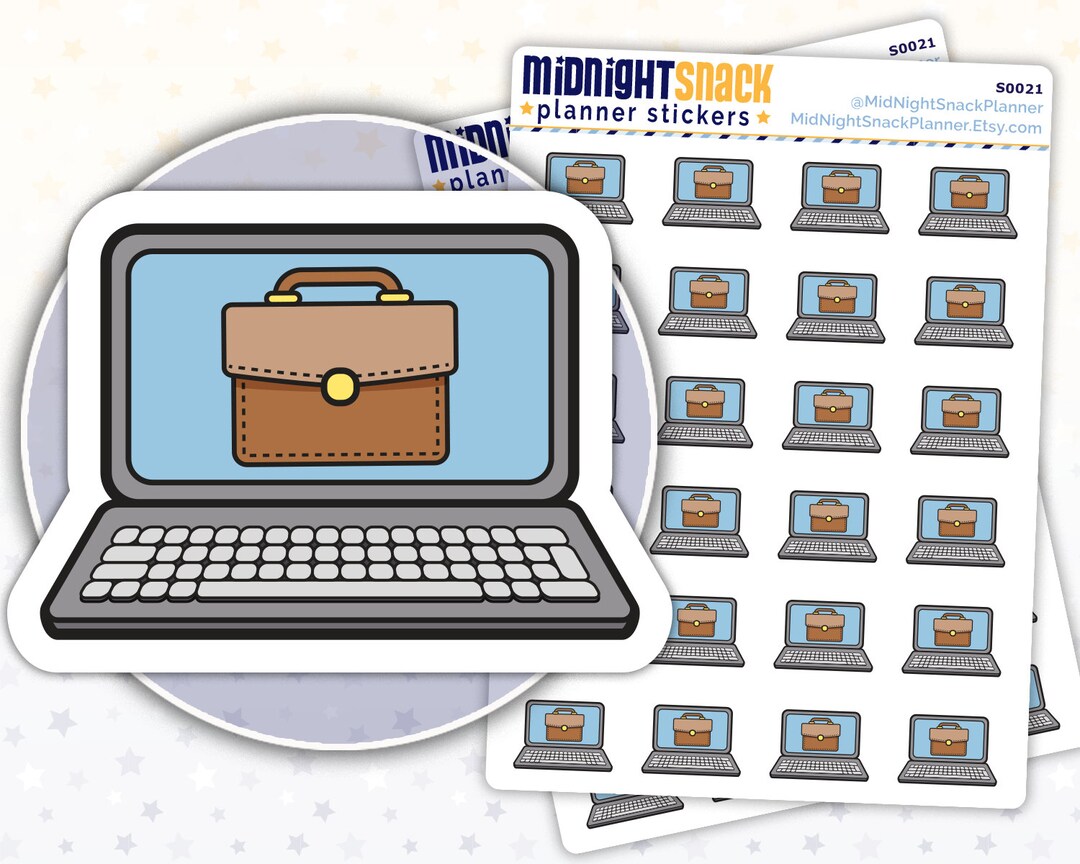 Work From Home Icon Sticker | Remote Work Planner Sticker | Laptop and ...