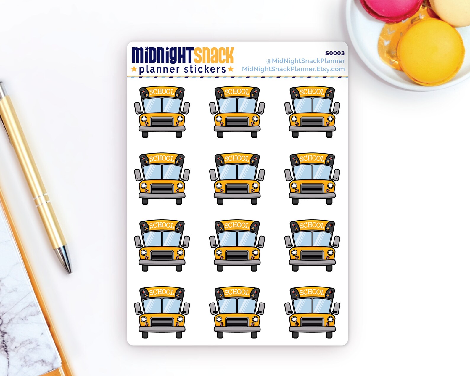 Yellow School Bus Icon Stickers | Back to School Planner Stickers ...