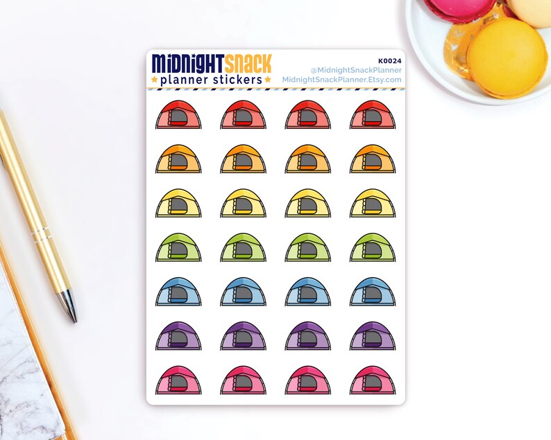 Camping Trip Tent Icon Stickers Tenting Planner Stickers - Etsy