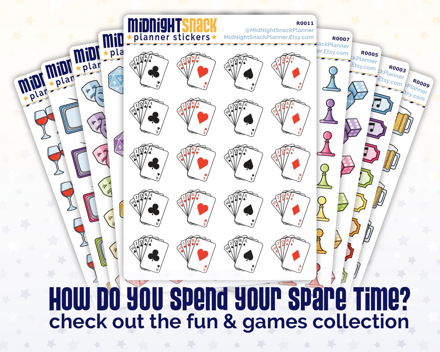 Playing Cards Planner Stickers | Card Games Icon Stickers | Poker ...