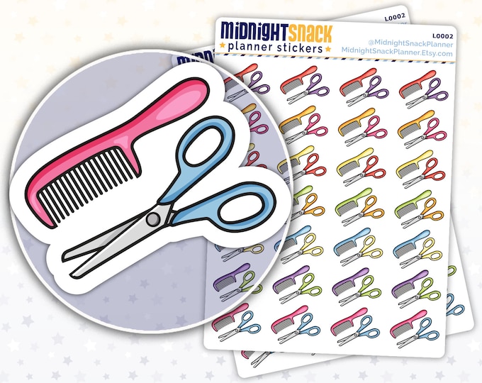 Comb and Scissors Icon Stickers | Haircut Appointment Reminder Planner ...