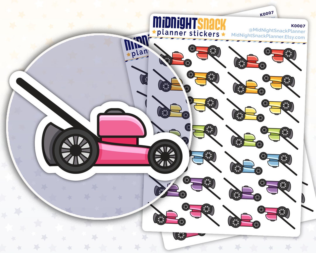 Lawnmower Planner Stickers | Mow the Grass Icon Stickers | Lawn Care ...