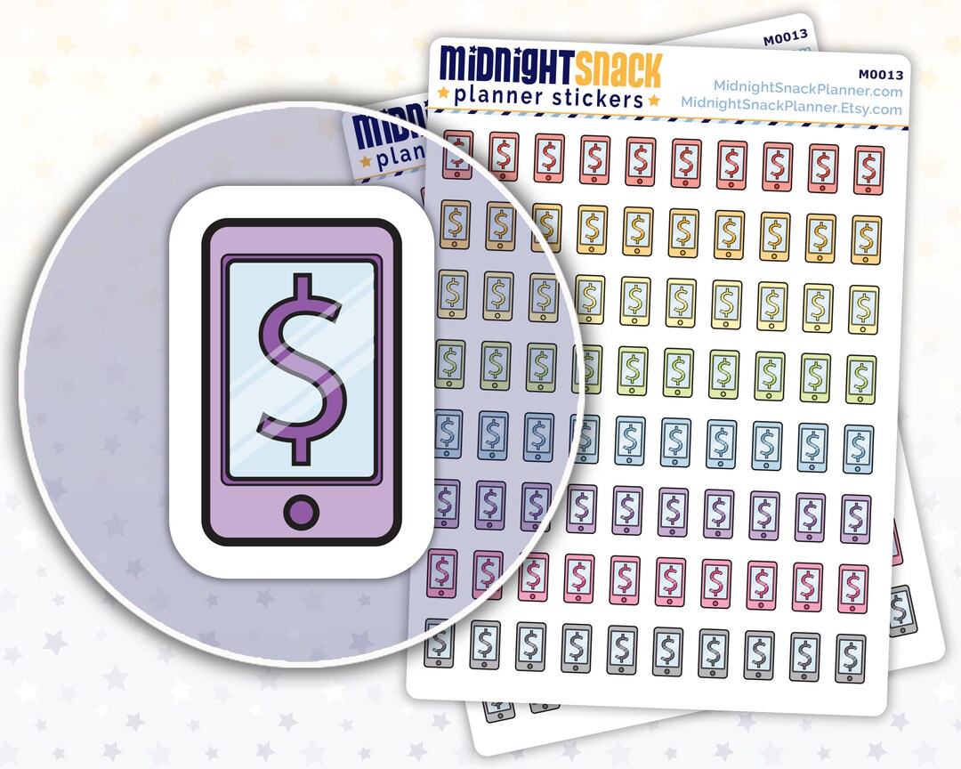 Cell Phone Bill Reminder Planner Stickers | Cell Phone Icon Sticker ...