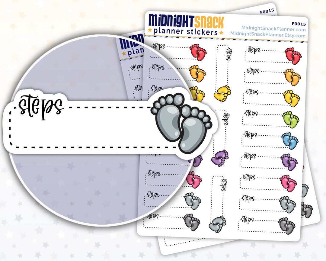 Step Tracker Planner Stickers | Foot Print Icon Stickers | Daily Weekly ...