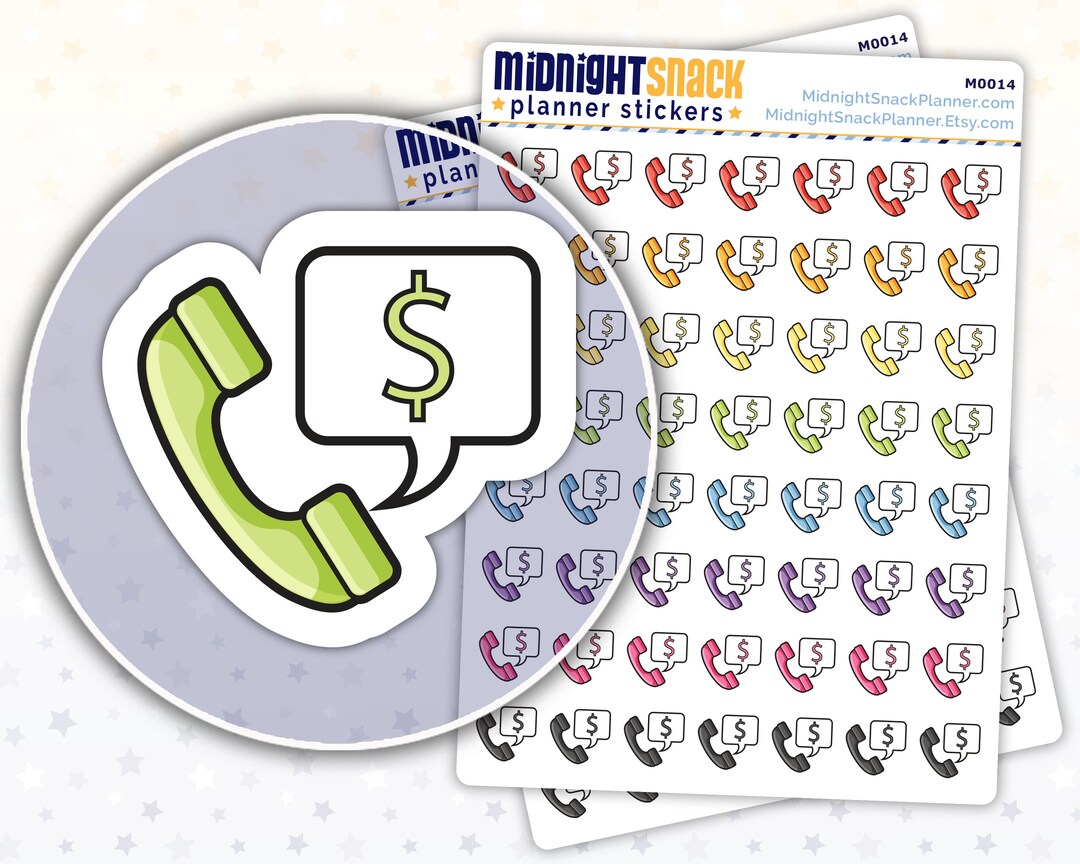 Landline Bill Reminder Planner Stickers | Telephone Icon Sticker ...