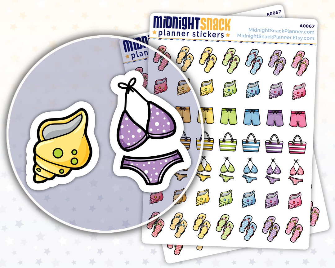 Beach Trip Planner Stickers | Summer Sampler Icon Stickers | Hot ...