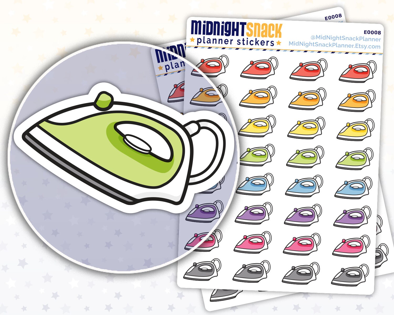 Embellishments CLOTHES IRON Icon Sticker Sheet Laundry Planner Stickers ...