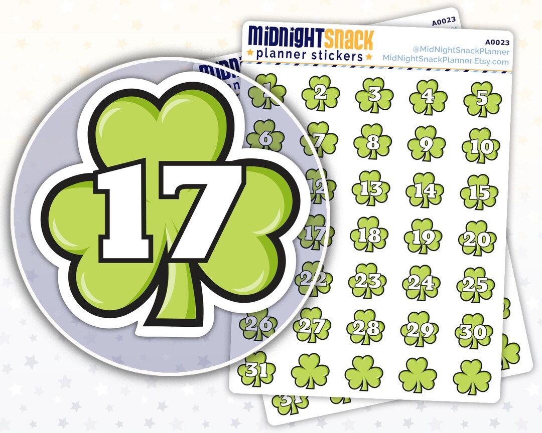 St. Patrick’s Day Countdown Planner Stickers | Shamrock Decorations ...