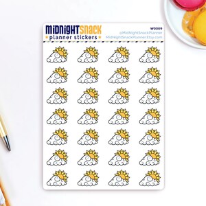 Sun and Clouds Icon Planner Stickers | Mixed Weather Journal Stickers ...