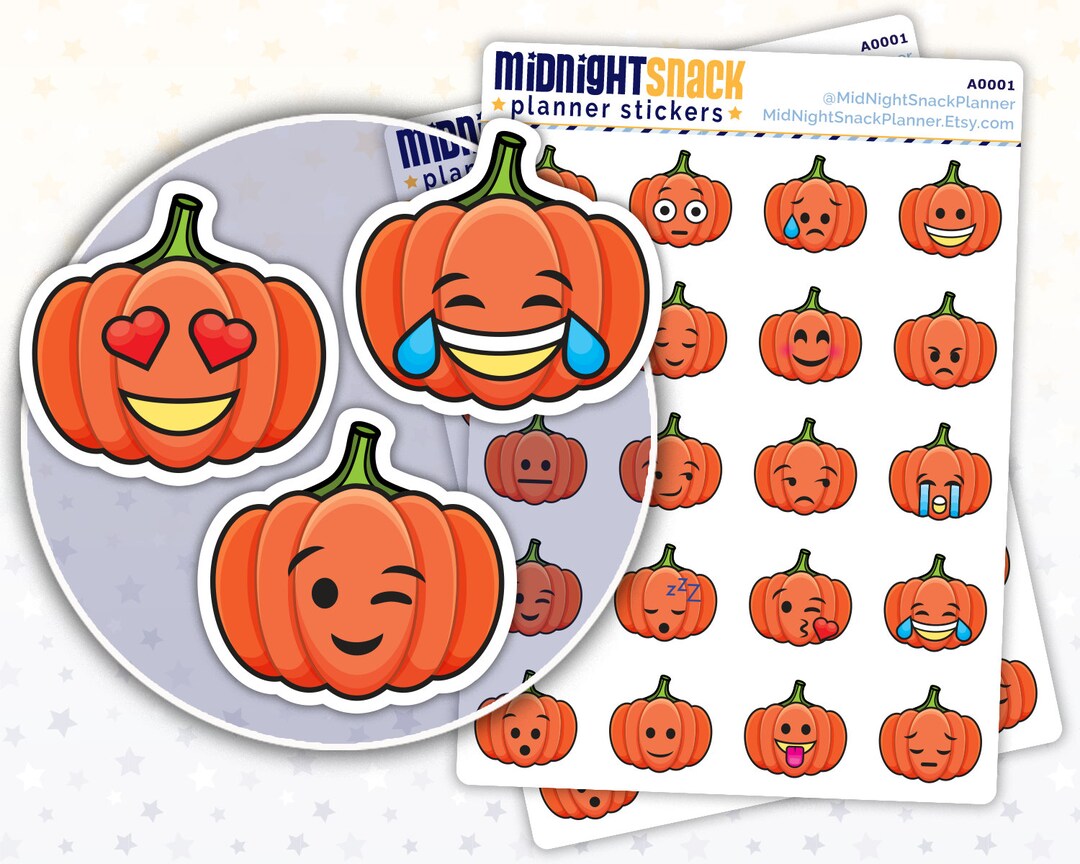 Halloween Emoji Planner Stickers | Pumpkin Emoticon Expressions Icon ...