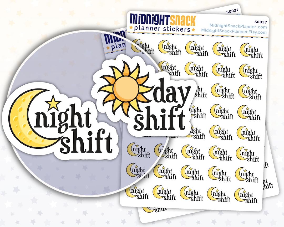 Day Shift or Night Shift Icon Sticker | Work Schedule Reminder Planner ...