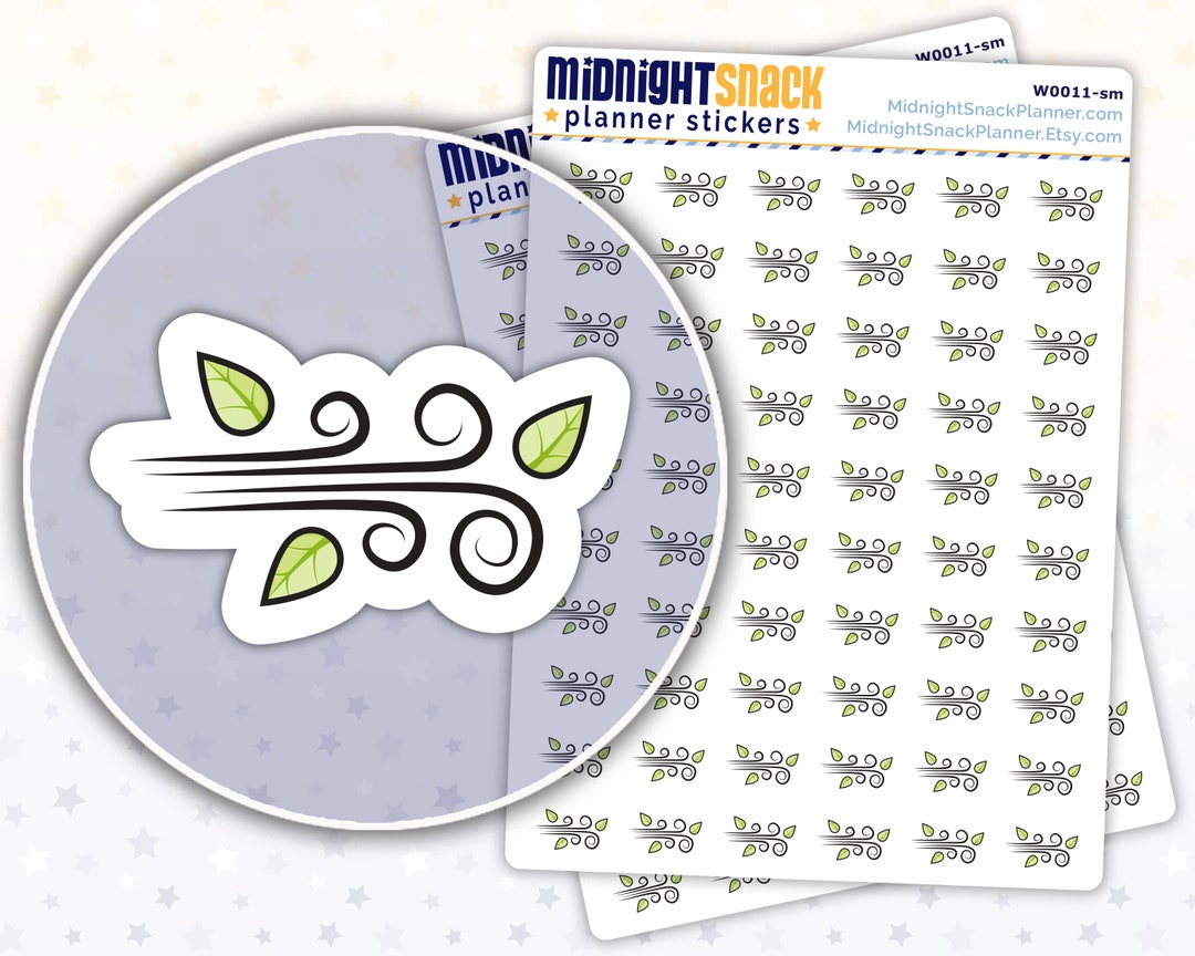 Windy Day Icon Planner Stickers | Blustery Day Journal Stickers ...