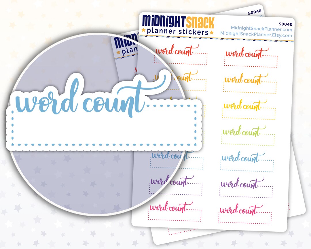 Word Count Script Box Planner Stickers | Writer Planner Sticker ...
