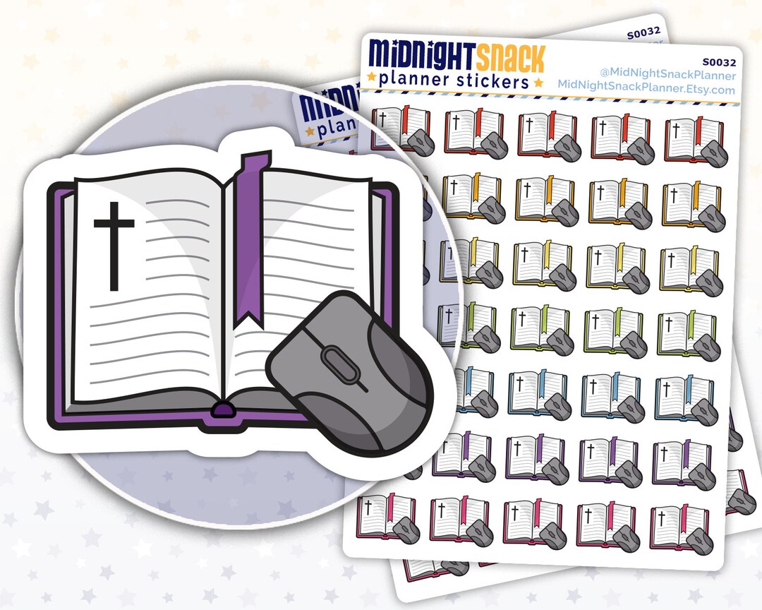 Online Bible Study Icon Sticker | Remote Bible Journal Planner Stickers ...