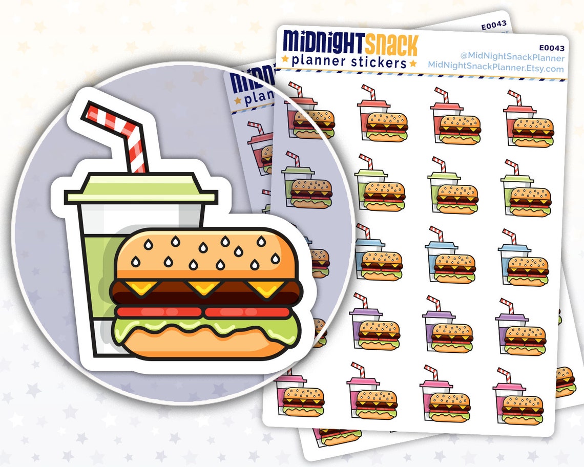 Fast Food Icon Stickers Pick-up Dinner Planner Stickers | Etsy