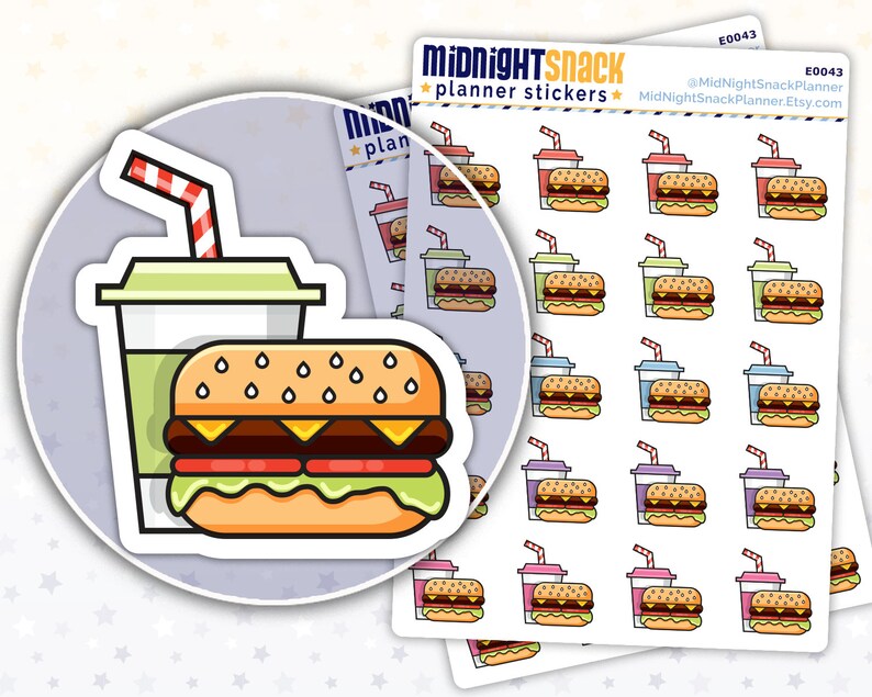 Fast Food Icon Stickers | Pick-up Dinner Planner Stickers | Meal ...