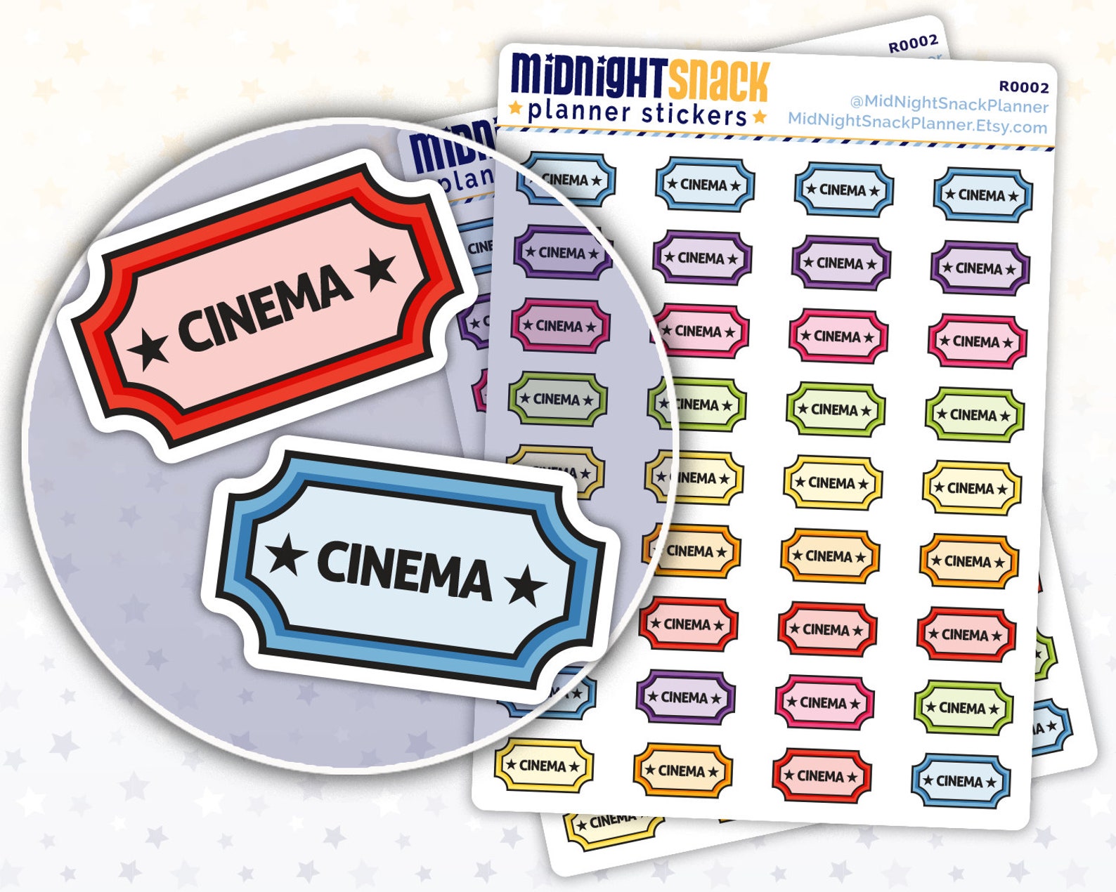 Movie Night Planner Stickers Cinema Ticket Icon Stickers | Etsy