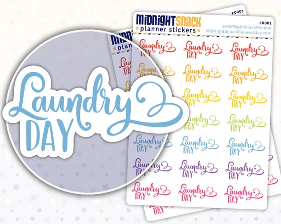 Laundry Day Script Planner Stickers Laundry Day Reminder | Etsy