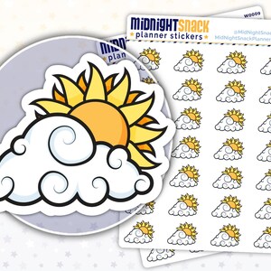 Sun and Clouds Icon Planner Stickers | Mixed Weather Journal Stickers ...