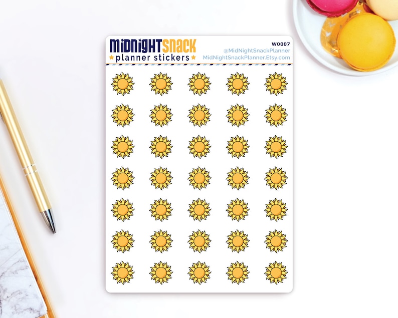 Sun Icon Planner Stickers | Sunny Day Journal Stickers | Weather ...