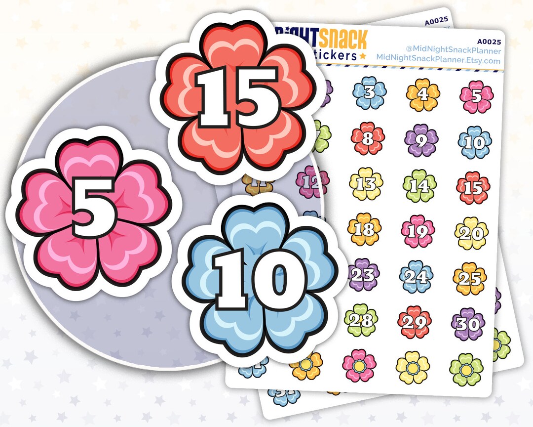 Spring Countdown Planner Stickers | Flower Decorations Monthly Numbers ...