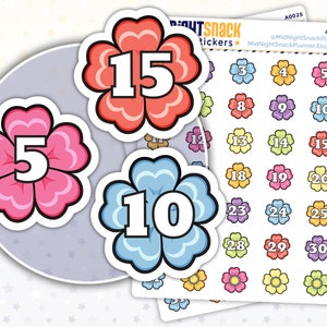 Spring Countdown Planner Stickers | Flower Decorations Monthly Numbers ...