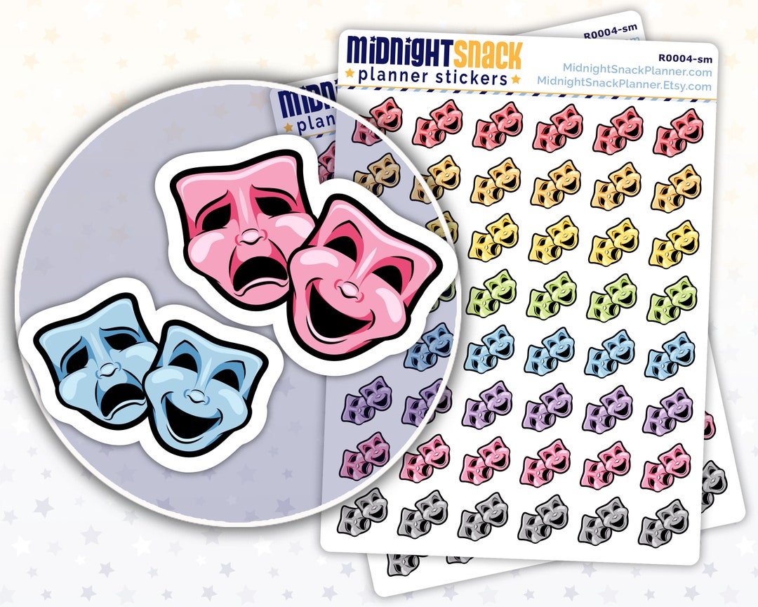 Theater Planner Stickers | Drama Mask Icon Stickers - Etsy