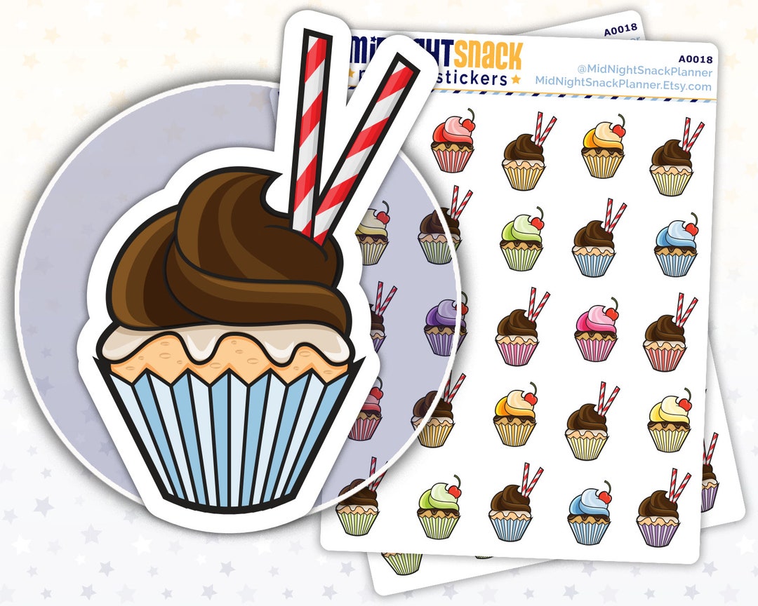 Cupcake Icon Stickers | Birthday Party Reminder Planner Sticker - Etsy