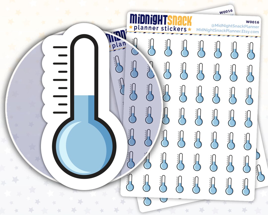 Cold Temperature Thermometer Icon Planner Stickers | Cool Day Journal ...