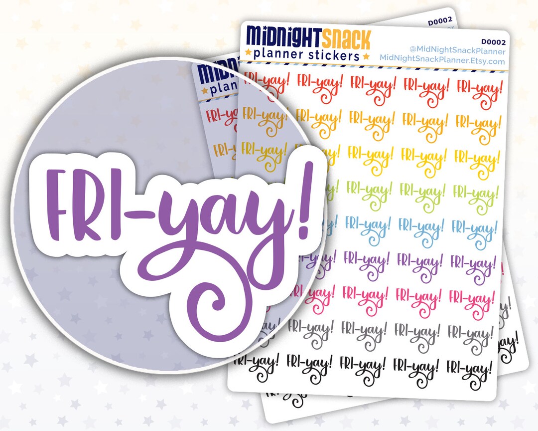 Fri-yay Script Word Sticker Decorative Planner Stickers Happy Friday ...