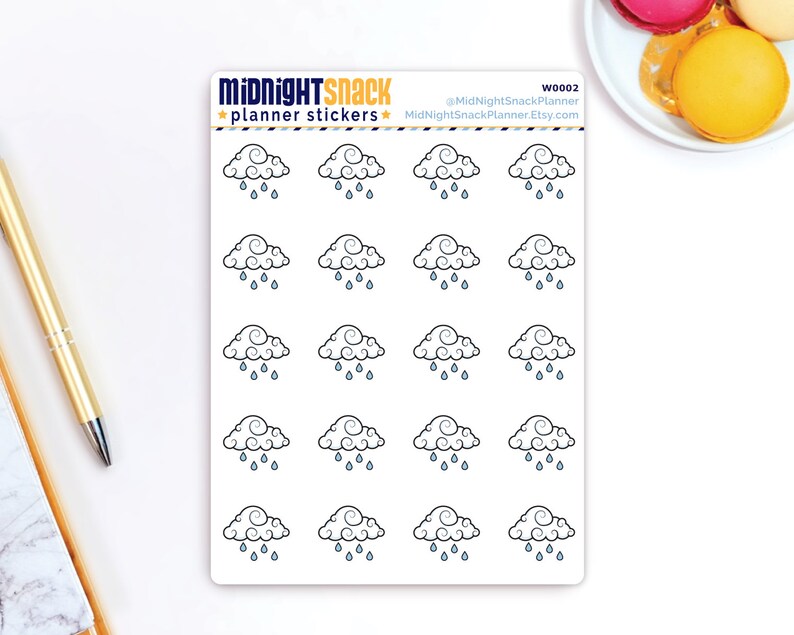 Rainy Day Icon Planner Stickers Light Rain Journal Stickers - Etsy
