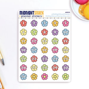 Spring Countdown Planner Stickers | Flower Decorations Monthly Numbers ...