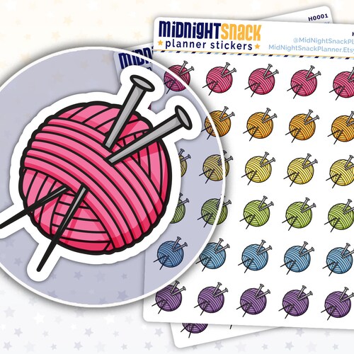 Crochet Planner Stickers Yarn Ball Icon Stickers Wool - Etsy