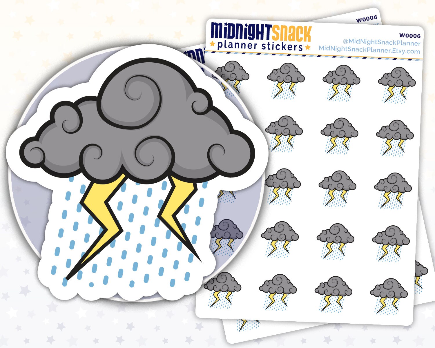 Thunderstorm Icon Planner Stickers | Thunder and Lightening Journal ...