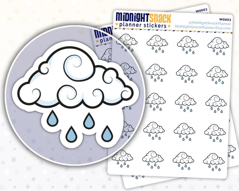 Rainy Day Icon Planner Stickers Light Rain Journal Stickers - Etsy