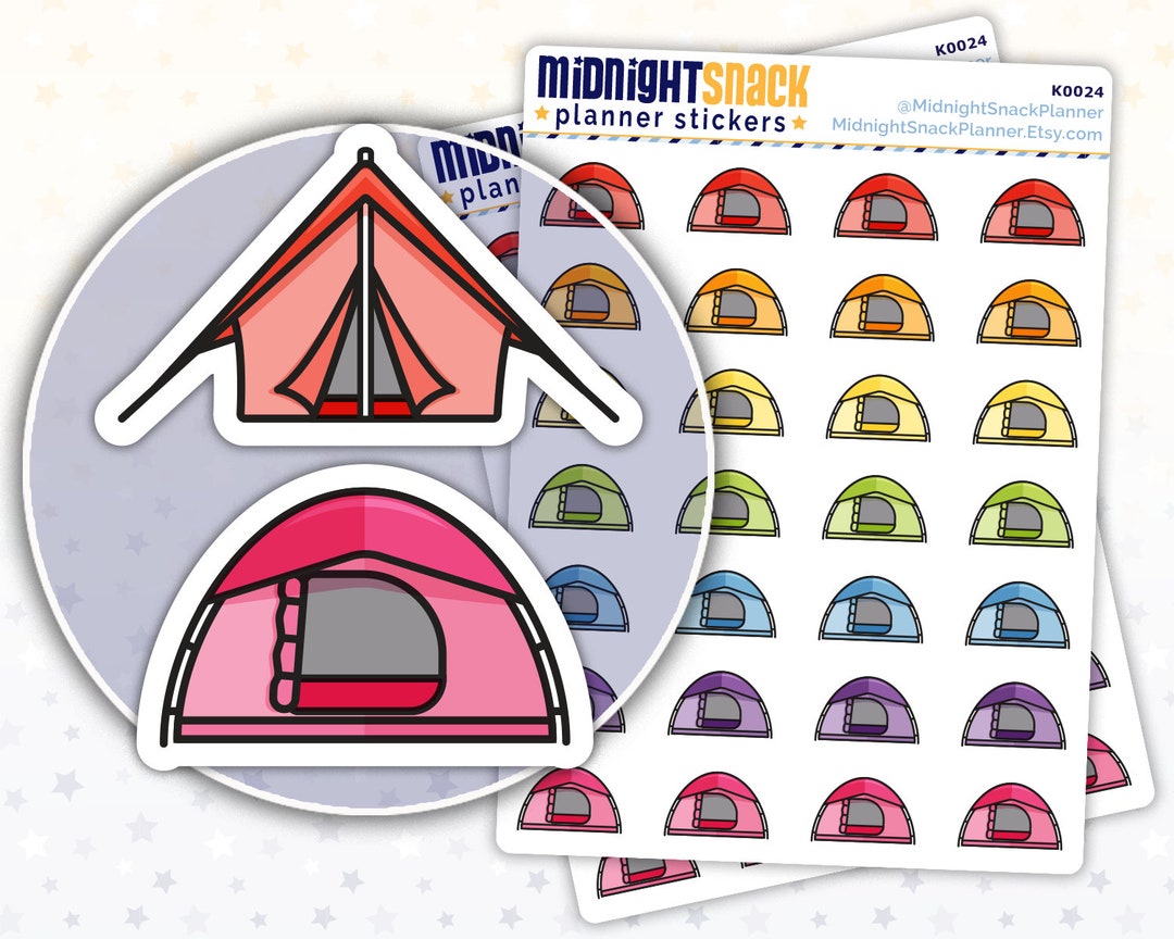 Camping Trip Tent Icon Stickers | Tenting Planner Stickers | Camping ...