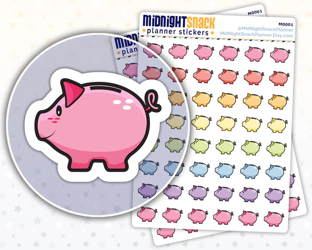 Piggy Bank Icon Stickers | Savings Account Planner Stickers | Allowance ...