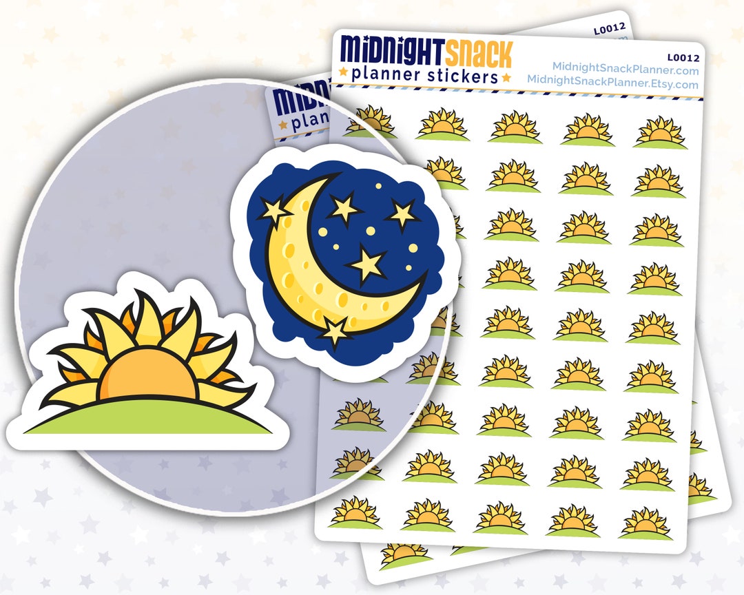 Sunrise and Moon Icon Stickers | Morning and Evening Planner Stickers ...