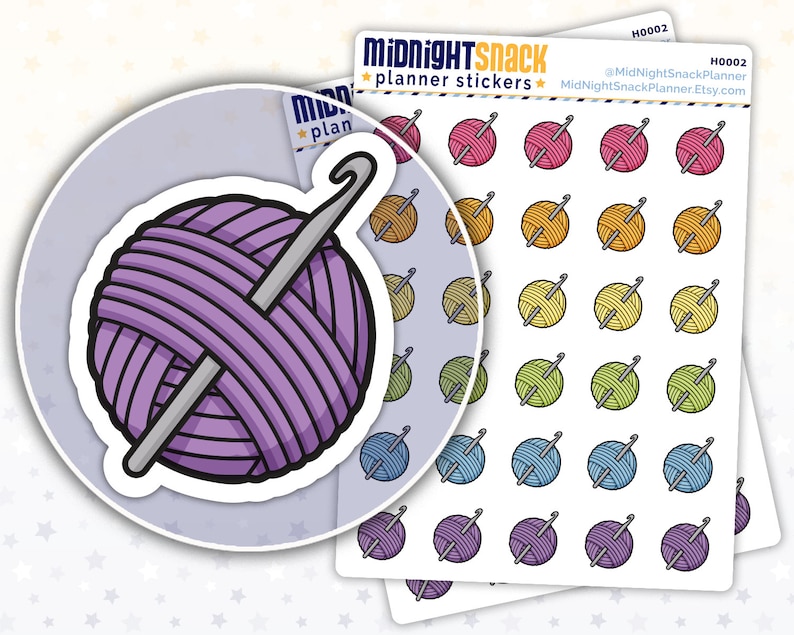 Crochet Planner Stickers Yarn Ball Icon Stickers Wool - Etsy