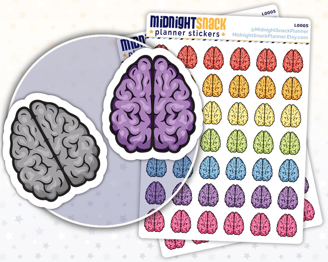Brain Icon Stickers | Mental Health Planner Stickers | Depression or ...