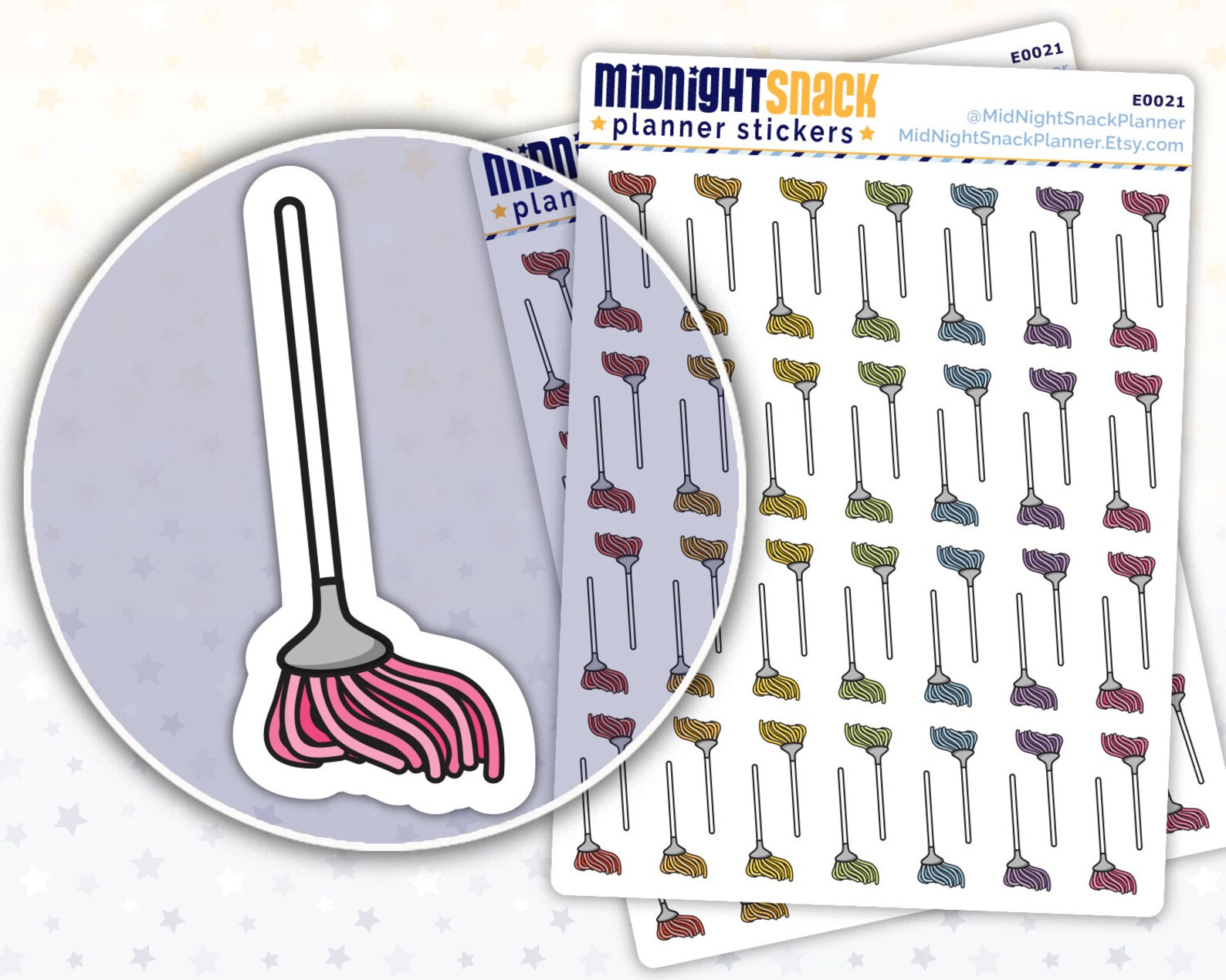 Mop Icon Stickers Wash the Floors Planner Stickers | Etsy